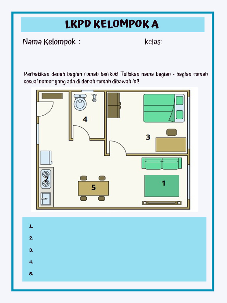 LKPD Kelas 1 Bagian-Bagian Rumah | PDF