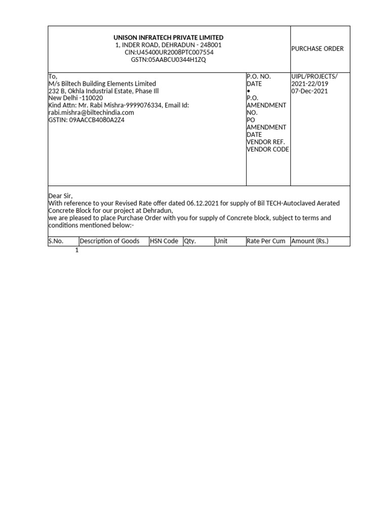 Unison Infratech Private Limited | PDF