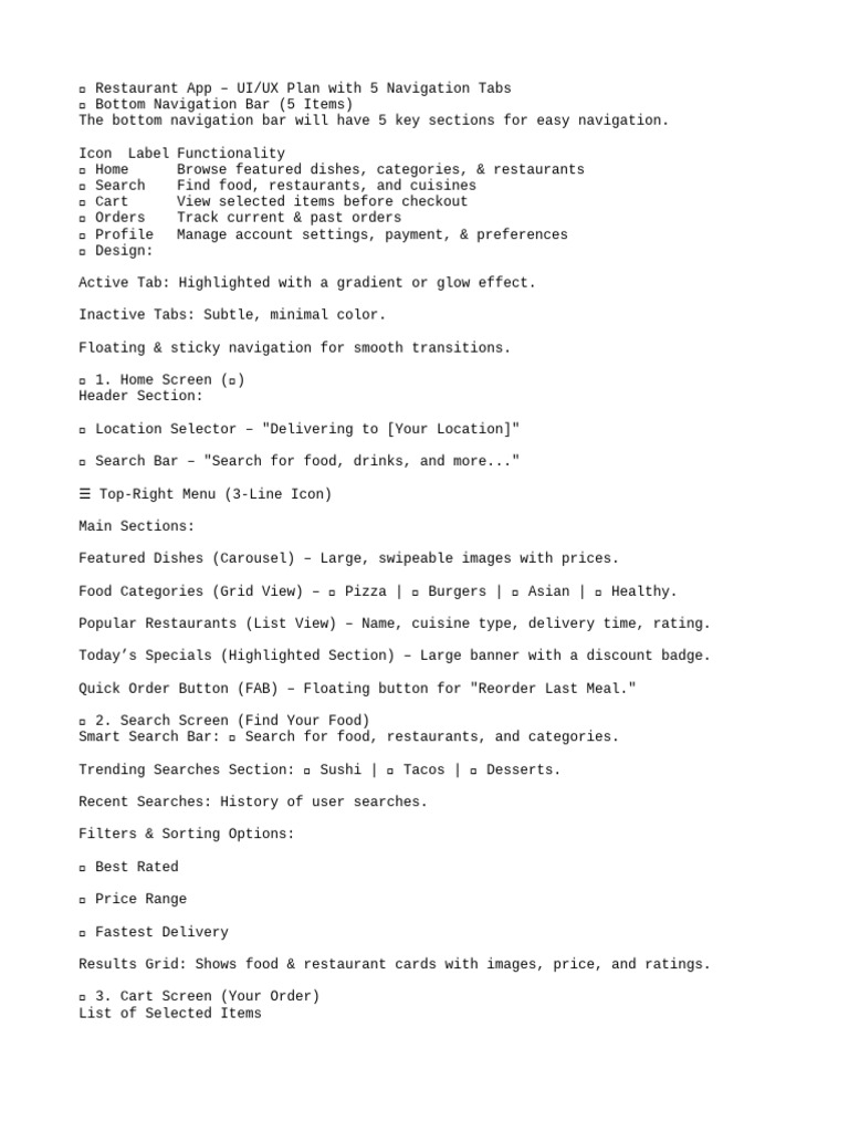 ? Restaurant App - UIUX Plan With | PDF | Icon (Computing) | Login