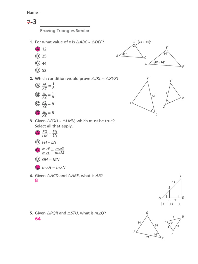 Rest of Answer Key - Grade 10 | PDF | Euclidean Geometry | Triangle Geometry