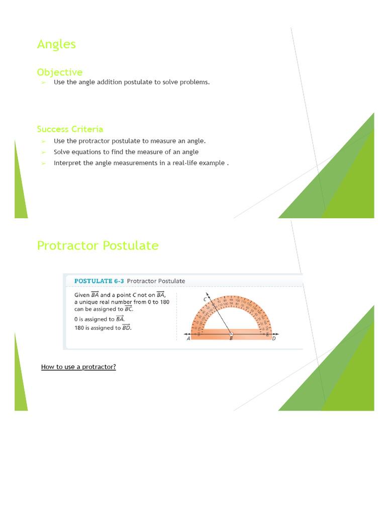 Angle Measurement and Problem Solving | PDF