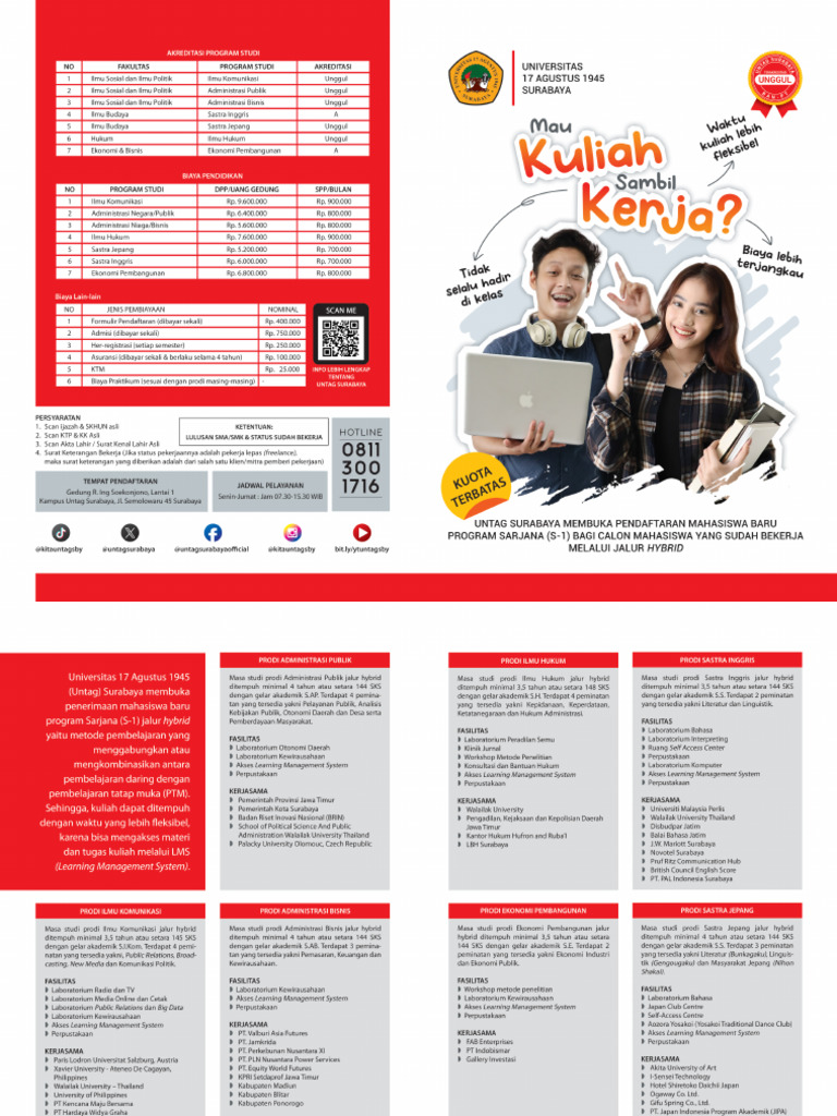 Brosur PMB Jalur Hybrid Untag Surabaya 2025-2026 | PDF