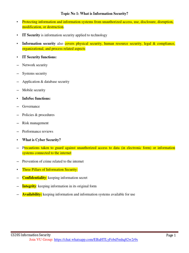 CS205 Handout (Study With BRD) | PDF | Information Security | Computer ...