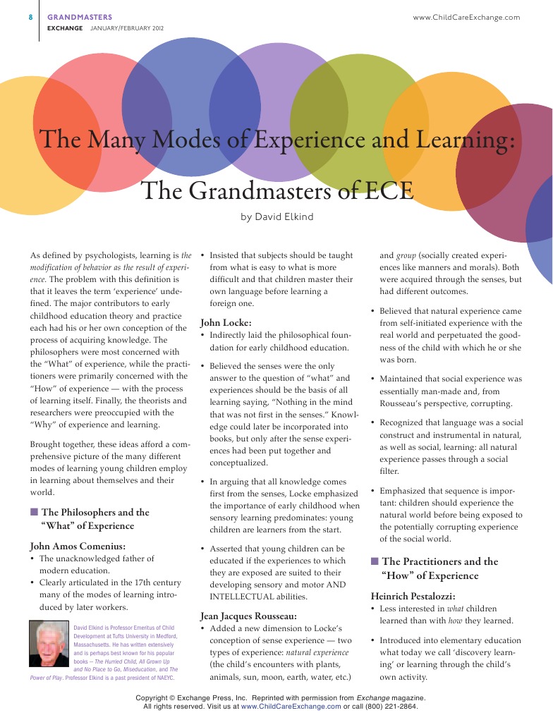 The Many Modes of Experience Learning David Elkind | PDF | Early ...