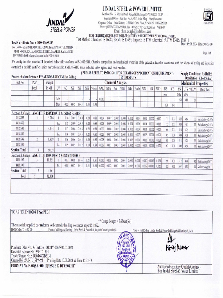 A 150x10-Jindal-9.8.24 | PDF