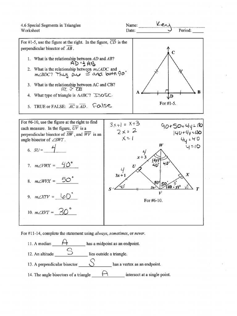 Worksheet - Alt - Med - Angle - Bisect Key | PDF