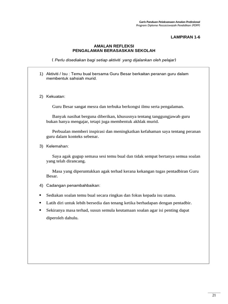 Amalan Refleksi PBS dalam Pendidikan | PDF
