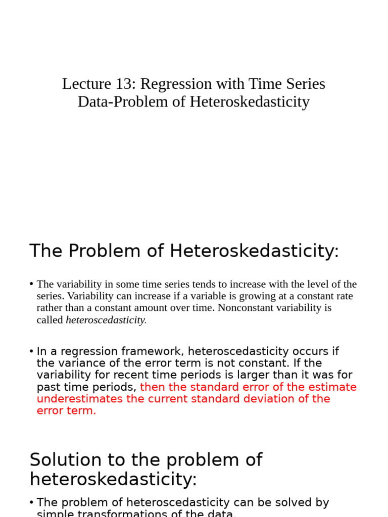 Lecture 13: Regression With Time Series Data-Problem of ...