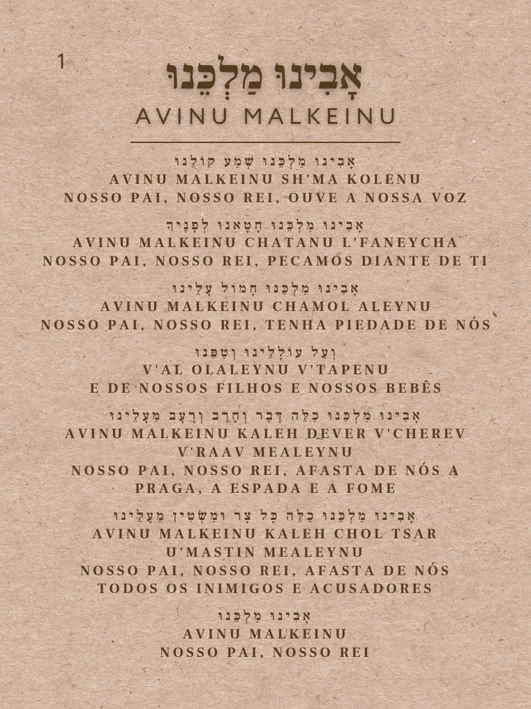 Completo Avinu Malkeinu | PDF | Yom Kipur | Teologia judaica