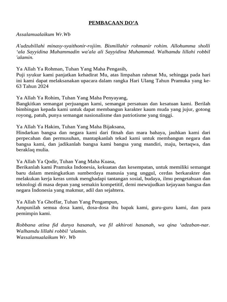 Pembacaan Doa | PDF