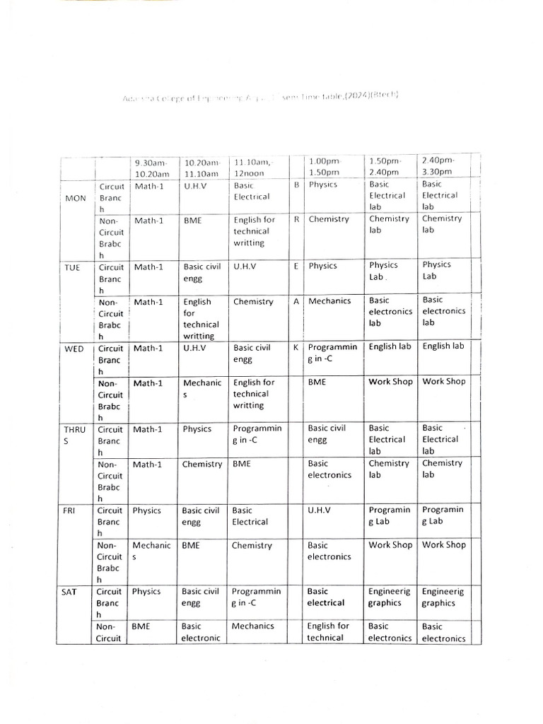 Time Table | PDF