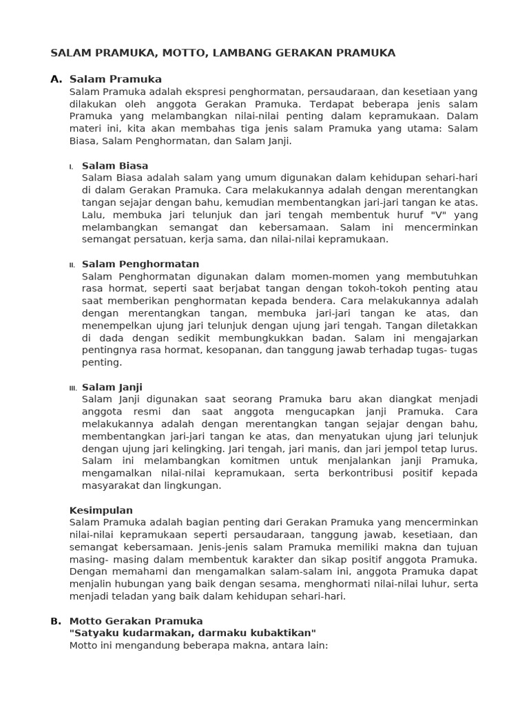 Salam Pramuka, Motto, Lambang Gerakan Pramuka | PDF