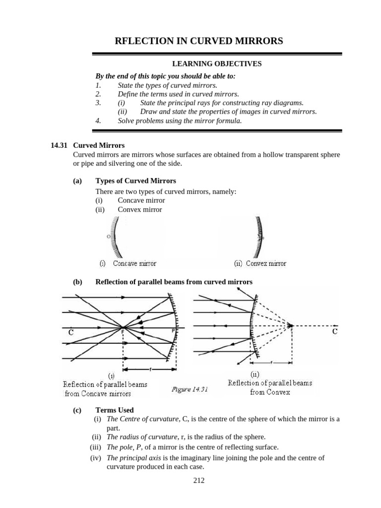 Phy Chapter 1 Rflection in Curved Mirrors | PDF | Mirror | Optics