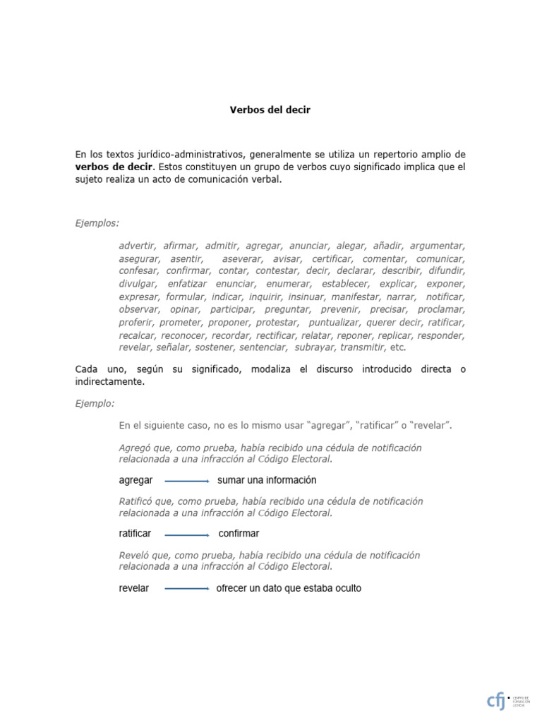 Verbos Del Decir | PDF | Verbo