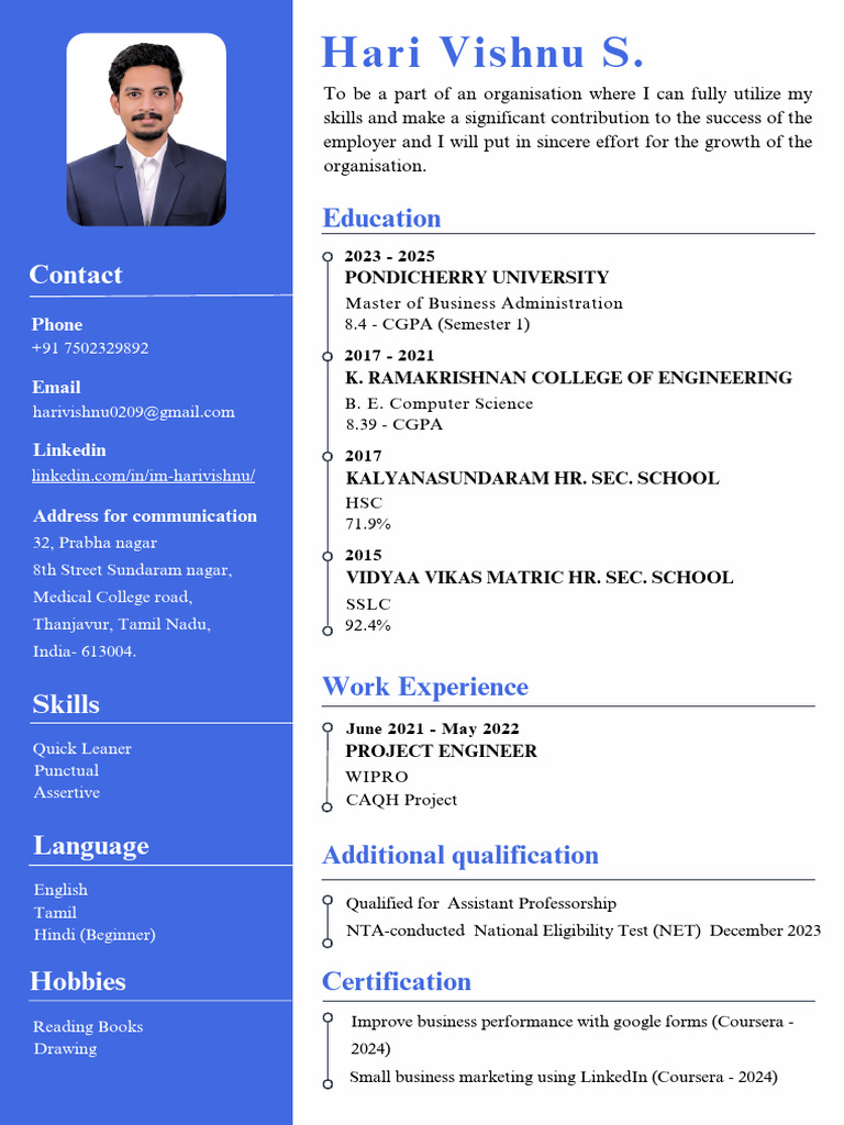 Hari Vishnu - Resume | PDF