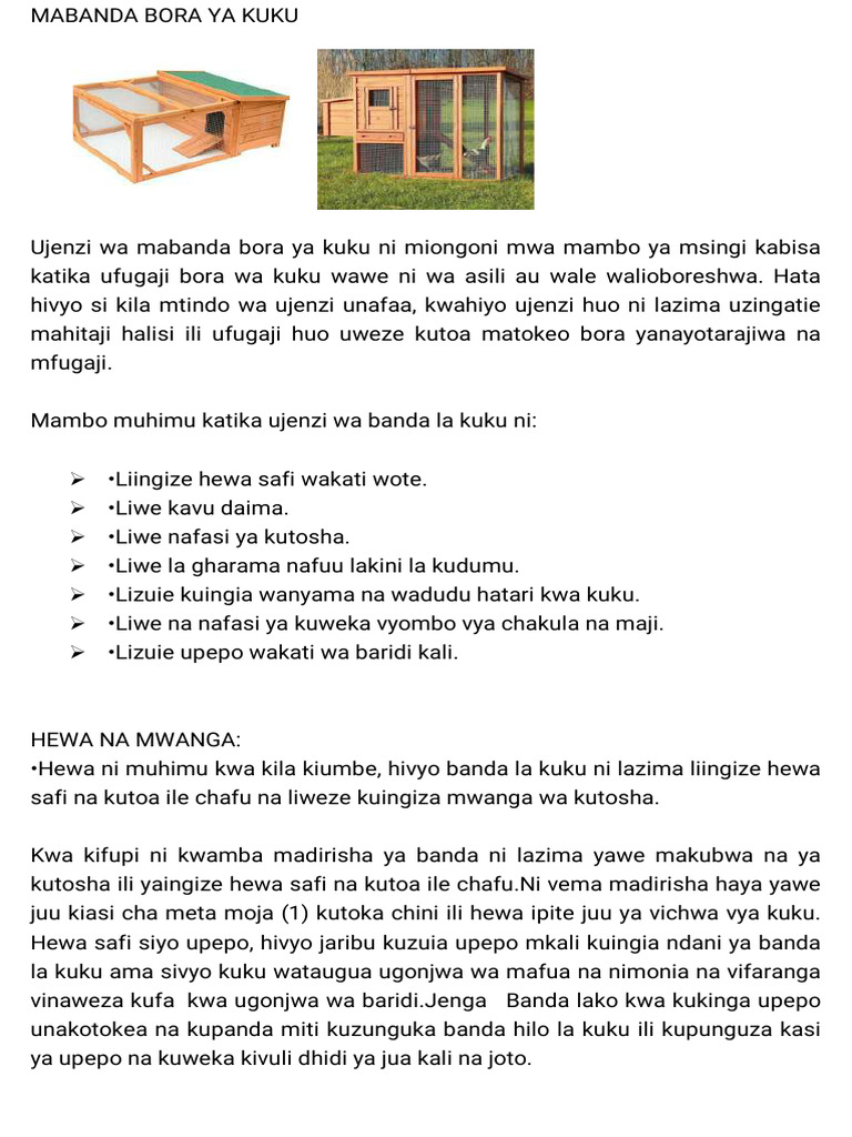 Mabanda Bora Ya Kuku-733 | PDF
