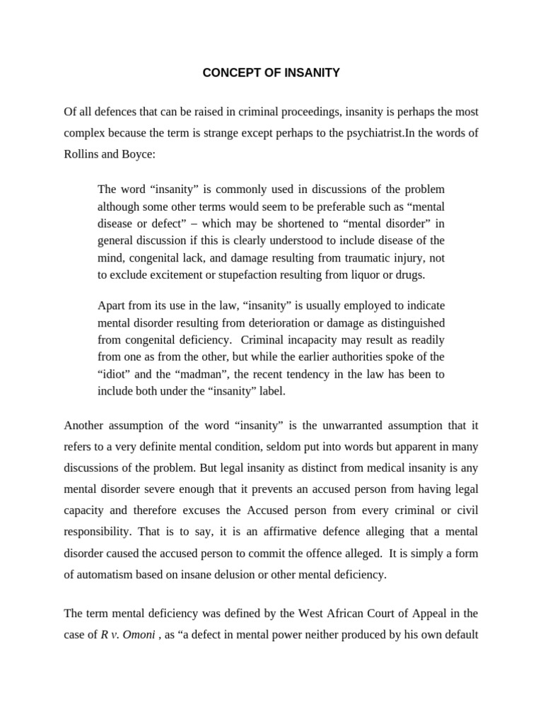 Insanity - Criminal Liability | PDF | Insanity Defense | Burden Of ...