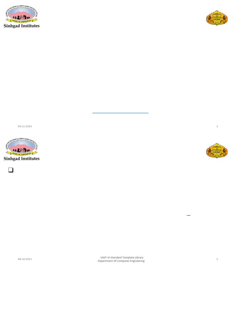 Unit-06 Standard Template Library | PDF | C++ | Computer Programming