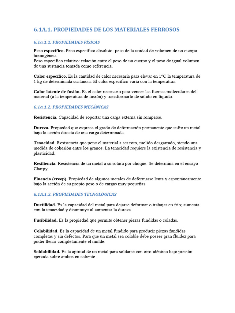 M6.1A.1 Propiedades de Los Materiales Ferrosos | PDF