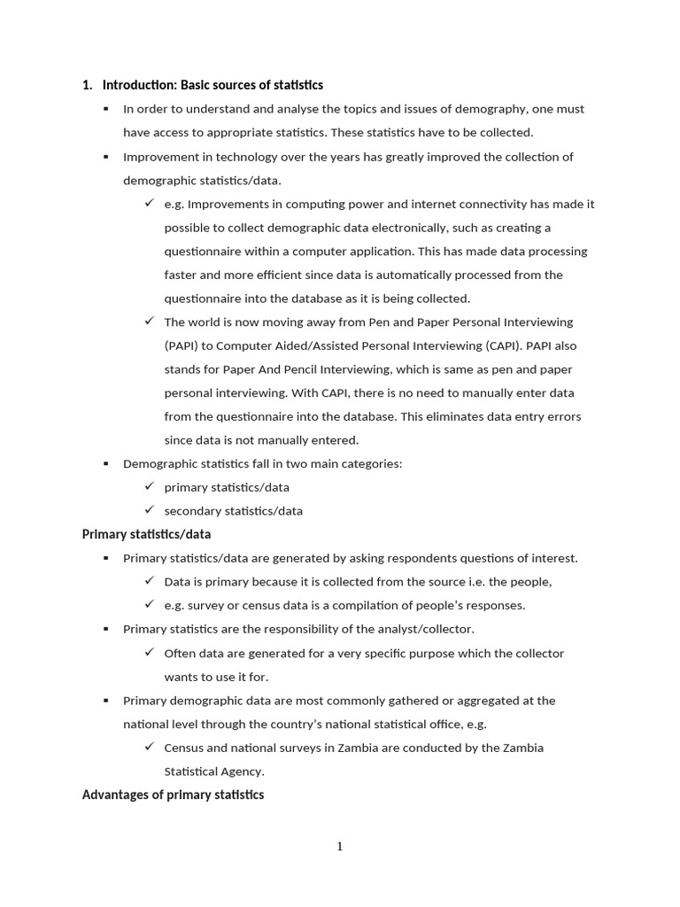 UNIT 1 - Introduction - Basic Sources of Statistics | PDF | Statistics | Descriptive Statistics