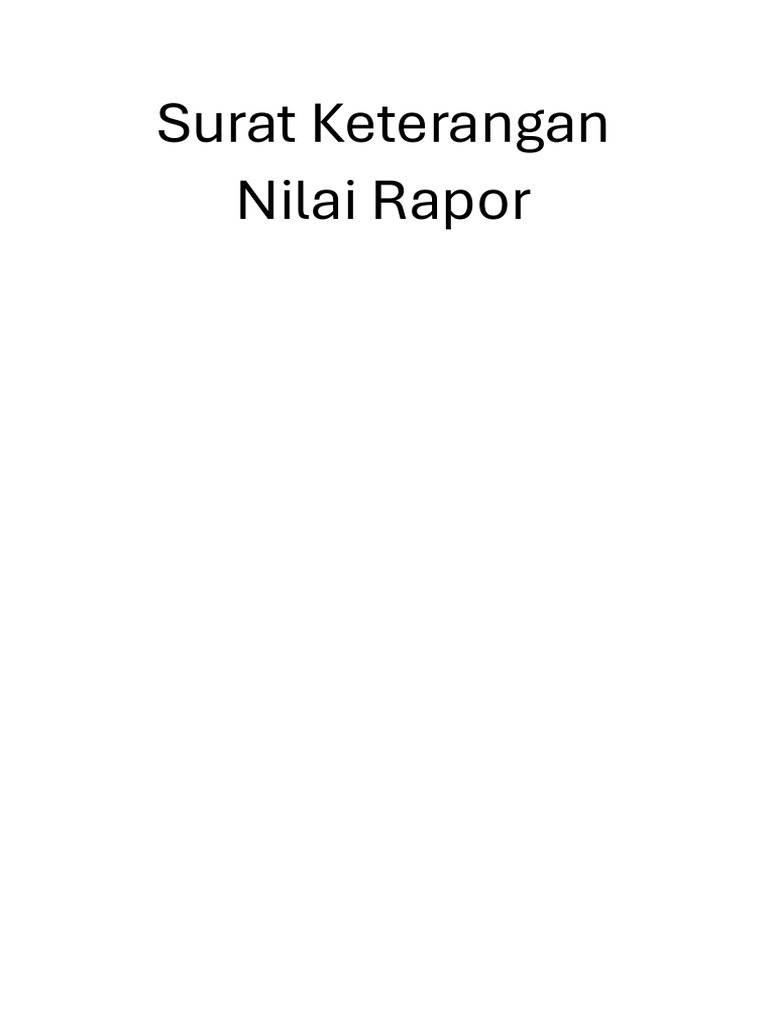 Surat Keterangan Nilai Rapor | PDF