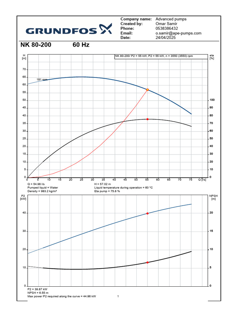 NK 80-200 Pump Specifications Guide | PDF | Pump | Electric Motor