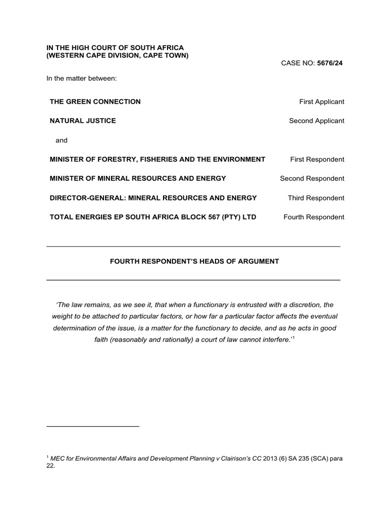 TEEPSA Heads of Argument | PDF | Environmental Impact Assessment | Risk
