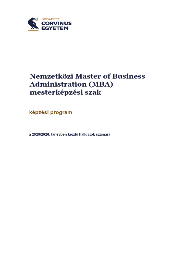 Imba Nemzetkozi Mba Mesterkepzesi Szak 2025 26 | PDF