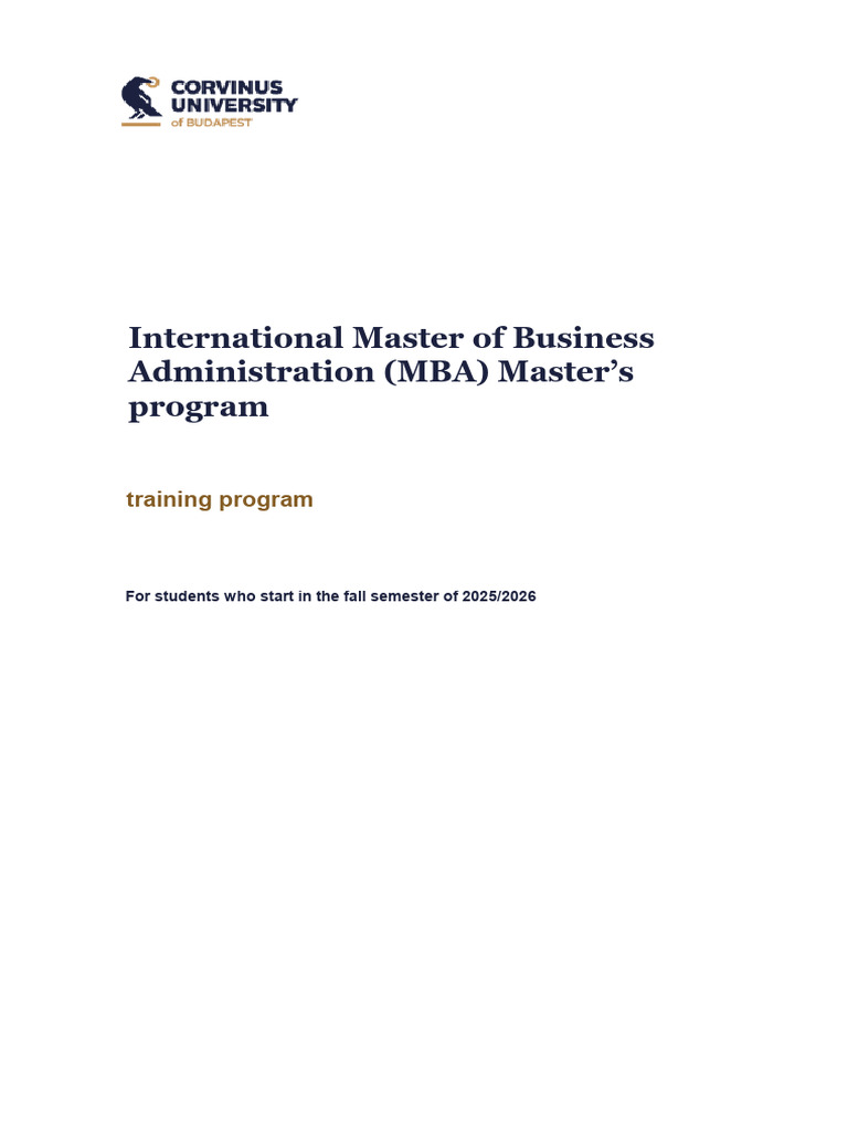 Imba International Mba Master s Program 2025 26 | PDF | Thesis | Master ...