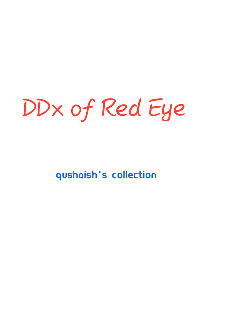 Red Eye & Vision Loss DDX | PDF | Glaucoma | Retina