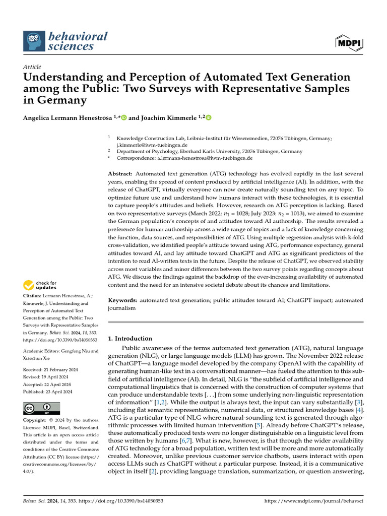 Understanding and Perception of Automated Text Generation Among The ...