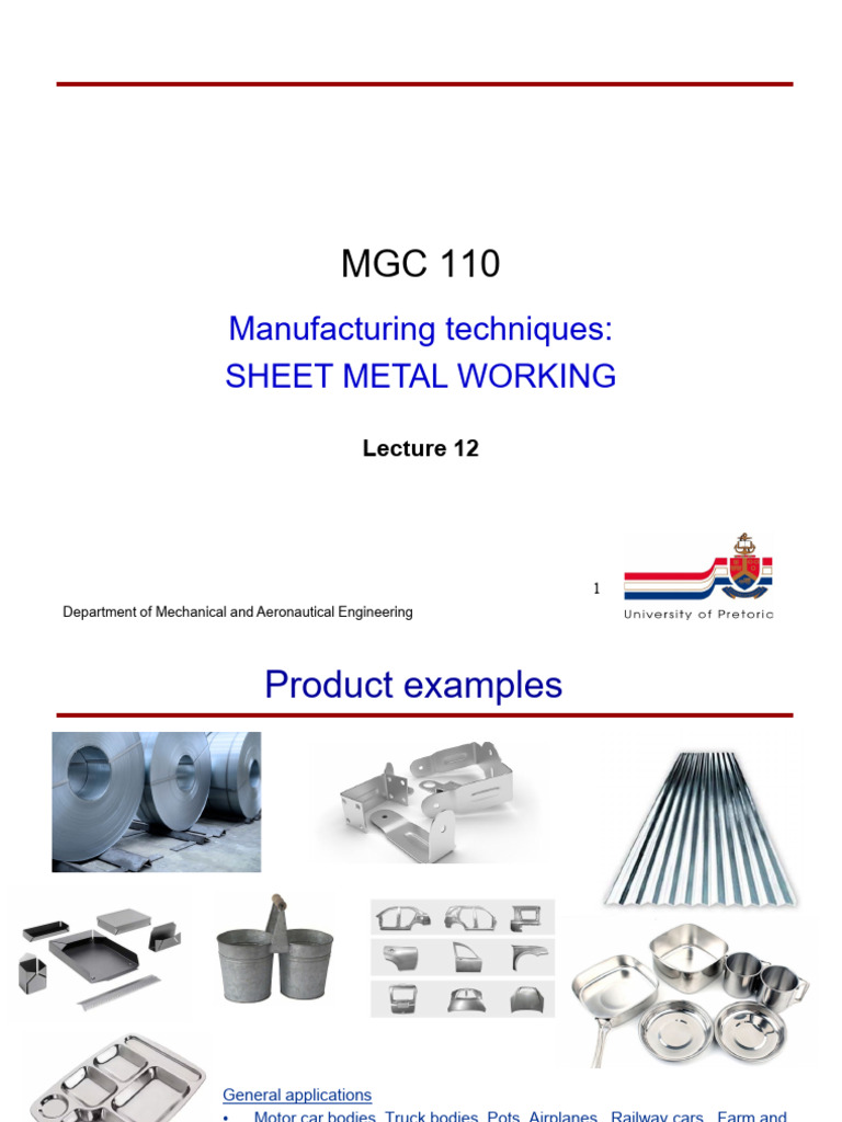 MGC 110 L12 2025 Man. Sheet Metal 1 | PDF | Sheet Metal | Strength Of Materials