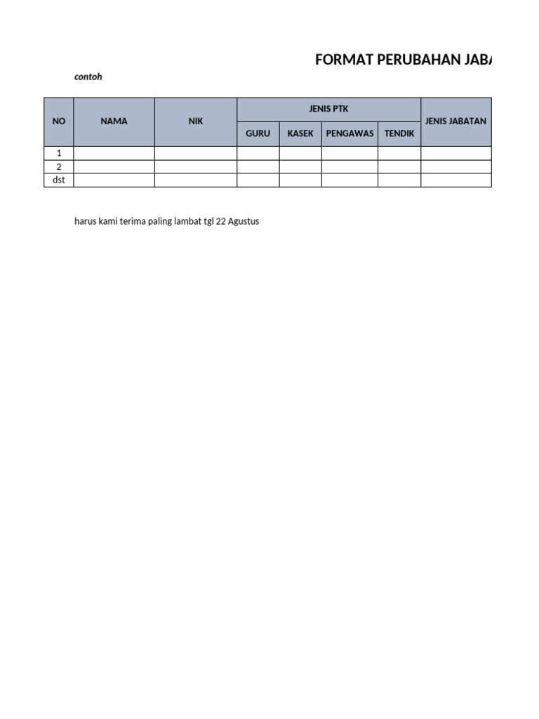 Form Perubahan Jabatan | PDF