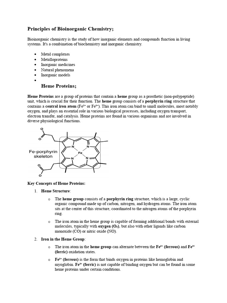 Bio Inorganic Chemistry | PDF | Hemoglobin | Bioinorganic Chemistry