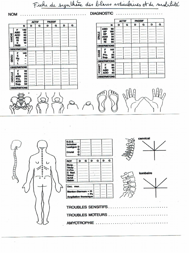 Bilans articulaires et de la mobilité rachidienne | PDF