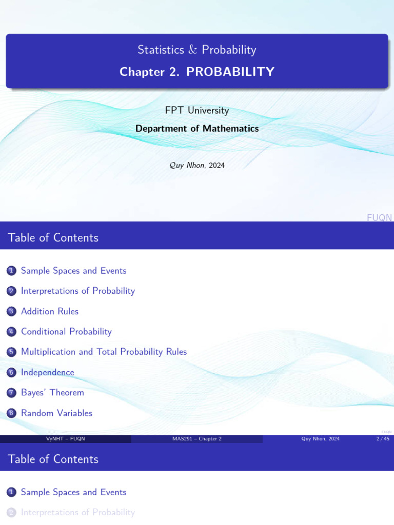 66361d307592b6f817af4d40 MAS291 Chap2 | PDF | Probability Distribution | Random Variable
