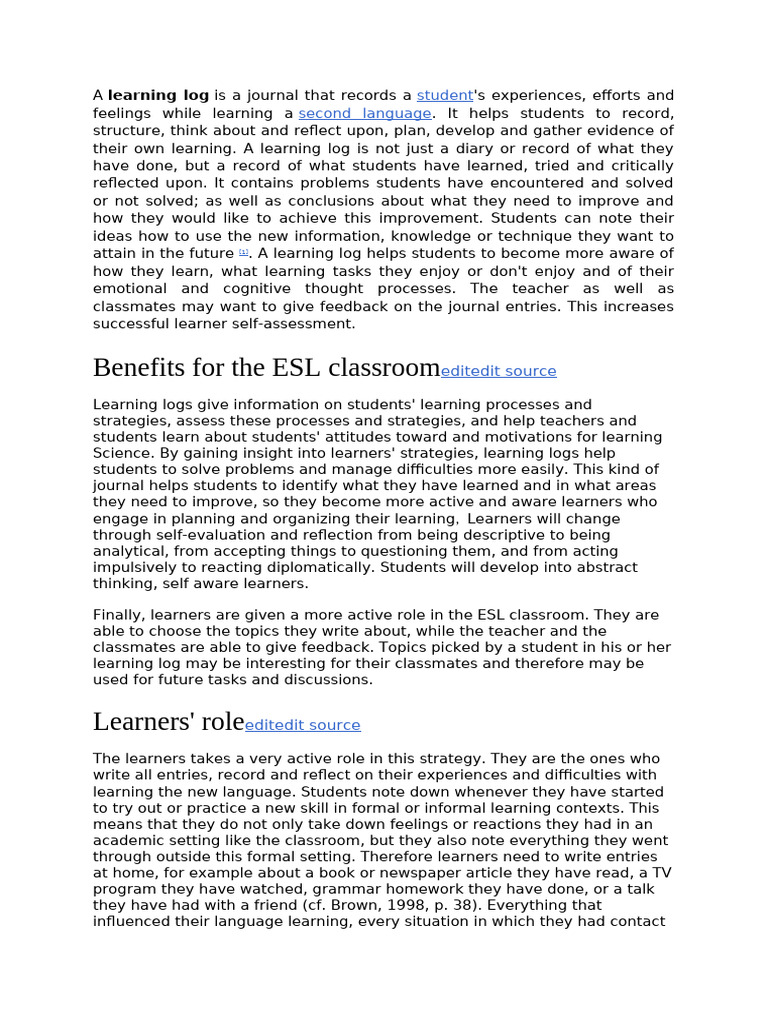 LEARNING LOG | PDF | Learning | Cognition