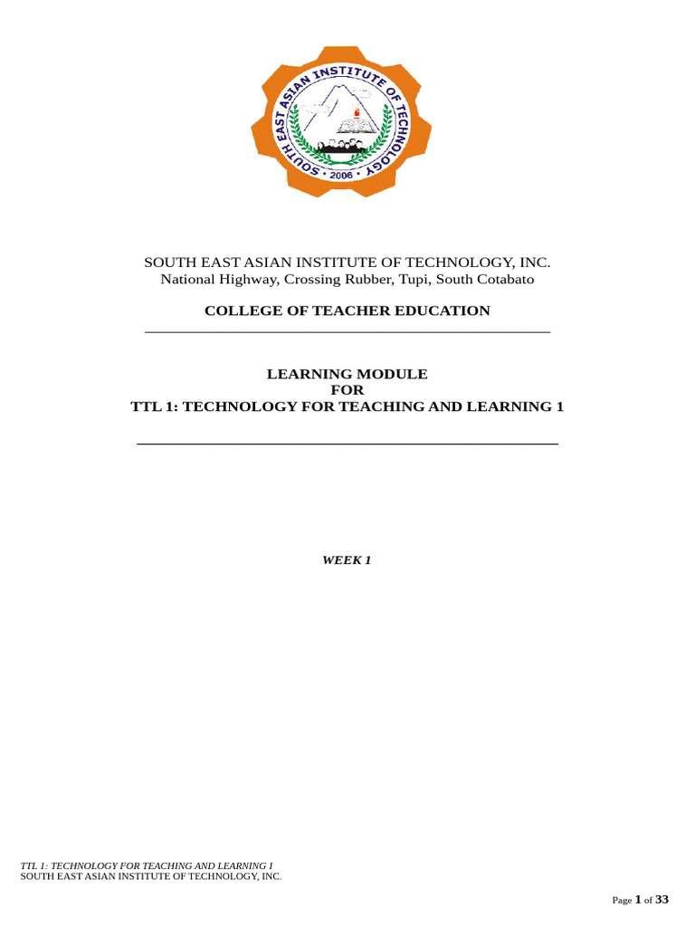 South East Asian Institute of Technology, Inc. National Highway ...