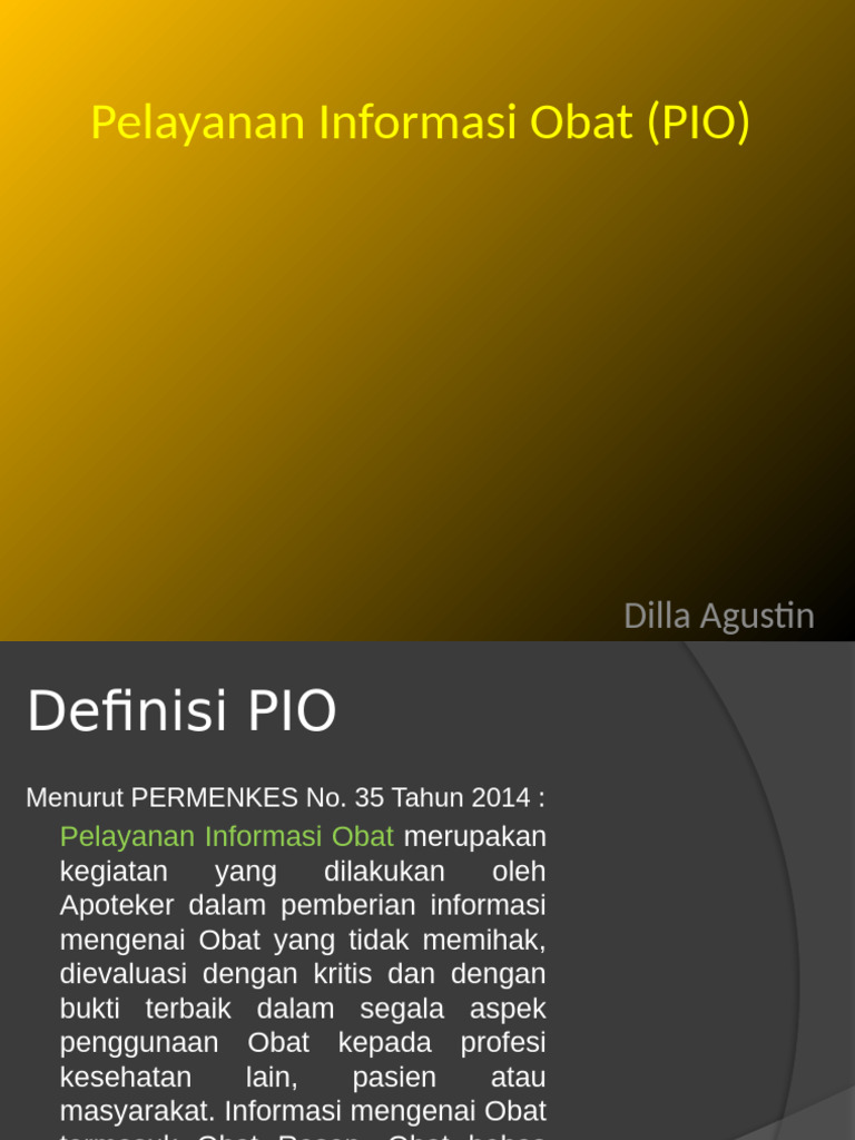 Pelayanan Informasi Obat PIO | PDF