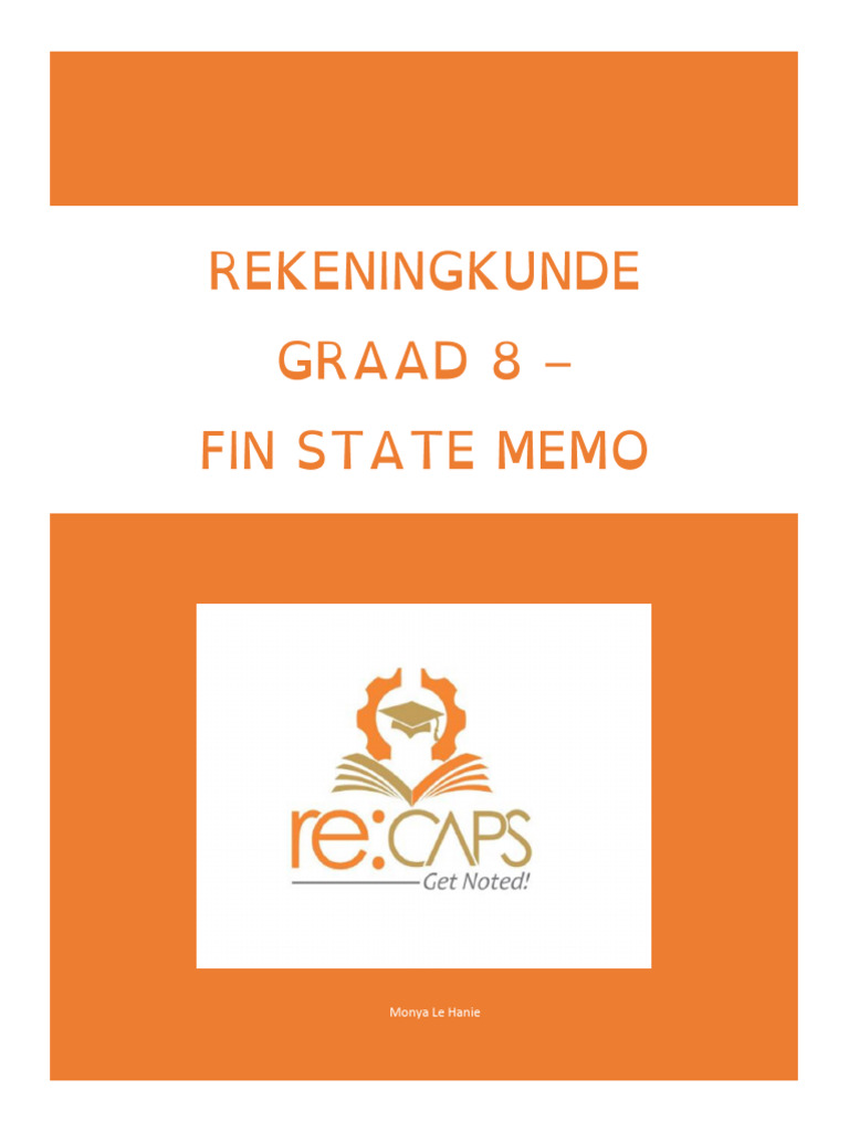 Graad 8 - Rek - 7. Werkboek - Opstel Van Finansiële State - Memo | PDF