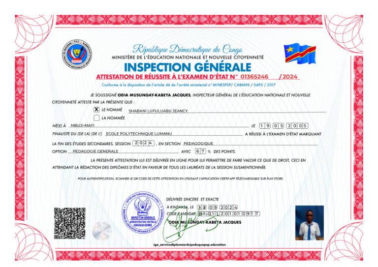 Attestation Shabani-Lufuluabu-Jeancy | PDF