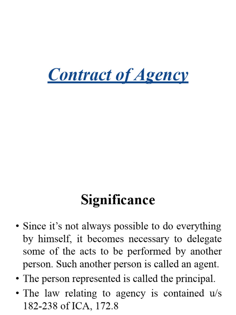 Understanding Contract of Agency | PDF | Law Of Agency | Consideration