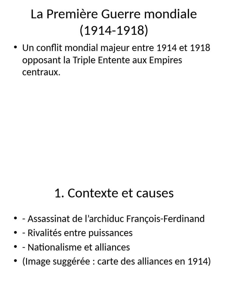 Résumé de la Première Guerre mondiale | PDF