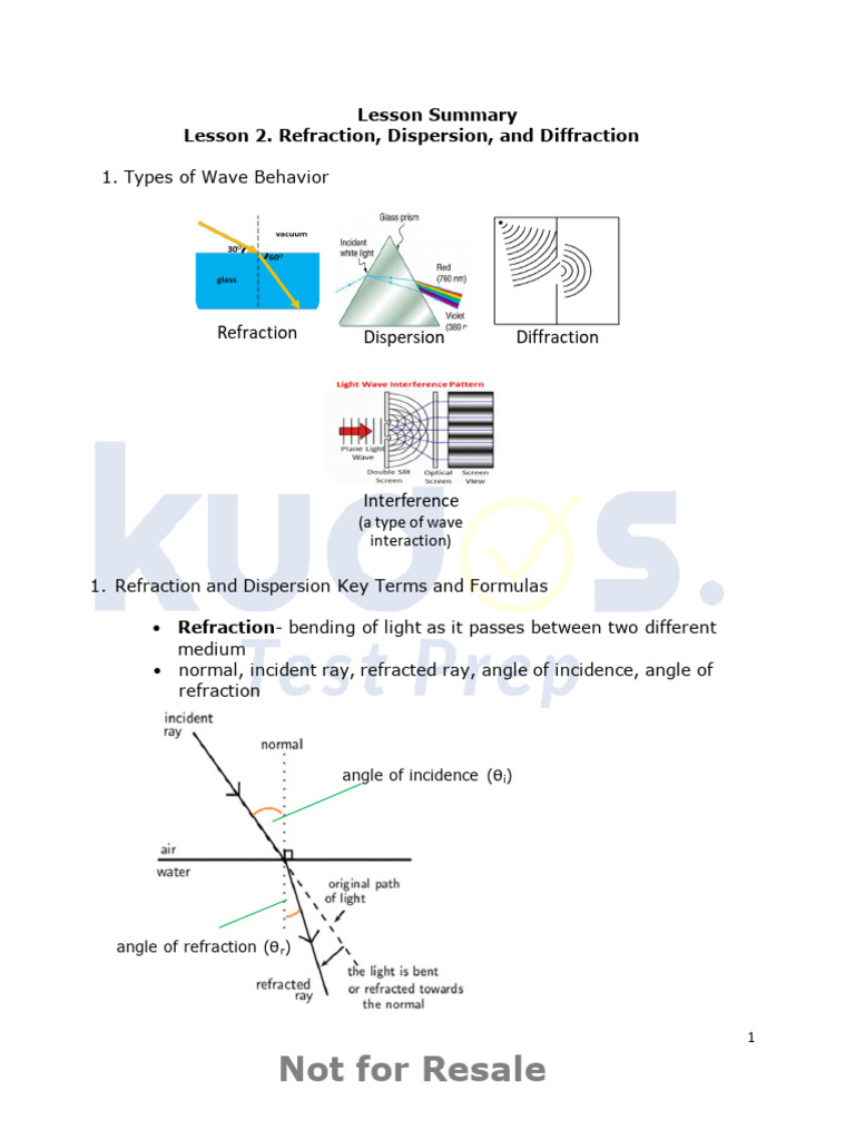 Refraction, Dispersion, and Diffraction | PDF | Refraction | Diffraction