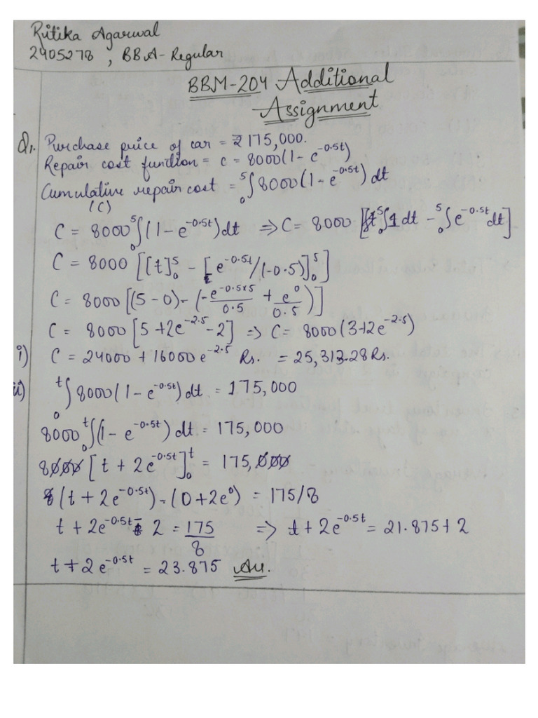 Assignment Maths Bba | PDF