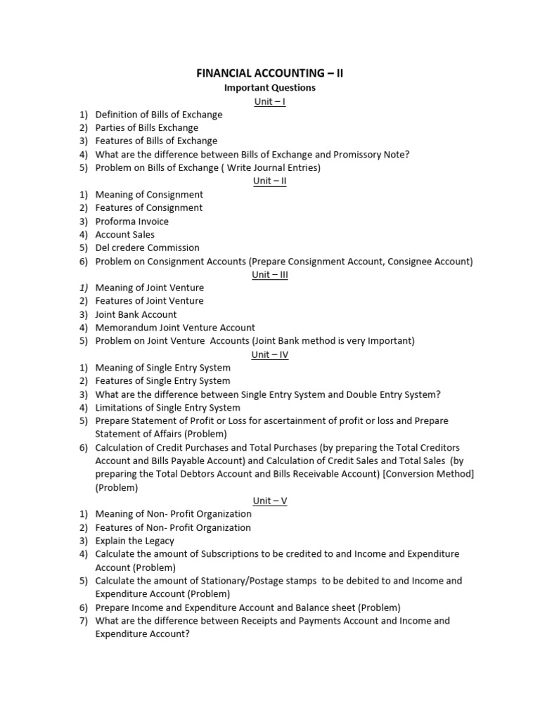 FA-II IMP Questions | PDF