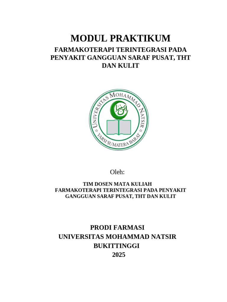 Modul Farmakoterapi Terintegrasi Pada Penyakit Susunan Saraf Pusat, Kulit Dan THT | PDF