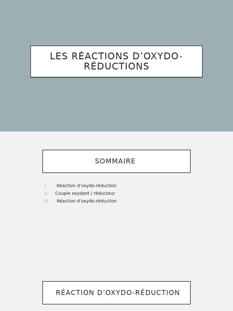 Les Réactions d’Oxydo-réductions | PDF | Réaction d'oxydoréduction | Matériaux