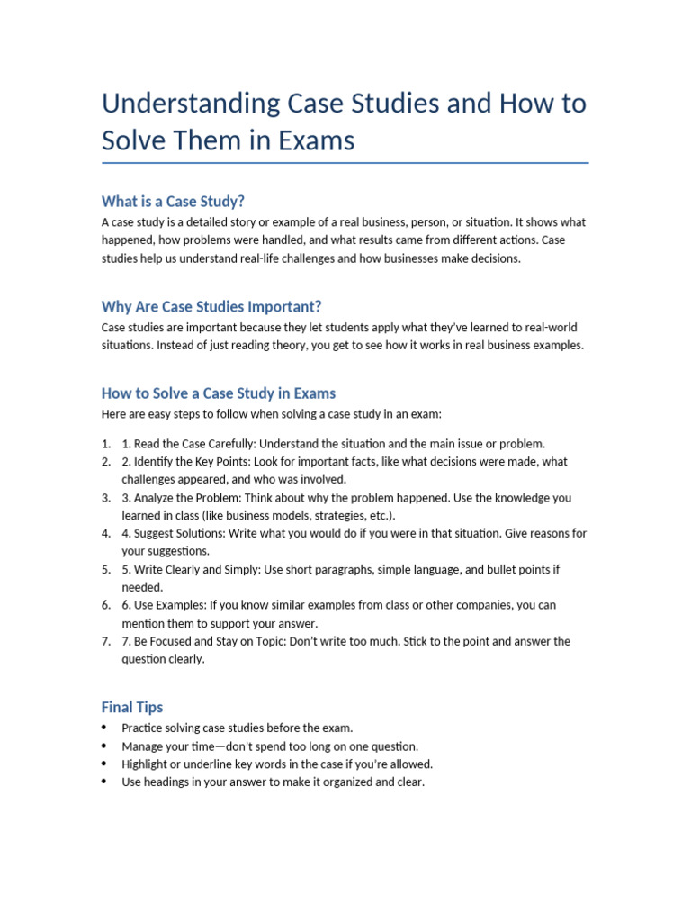 How To Solve Case Study in Exam | PDF