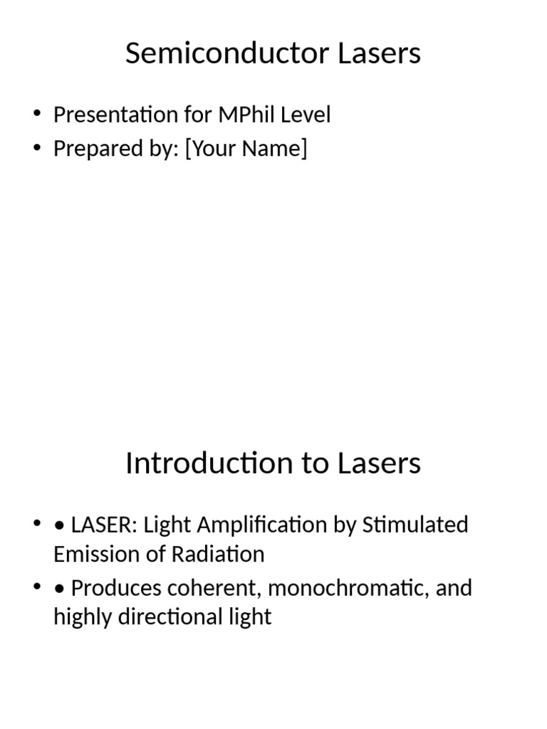 Semiconductor Lasers Presentation | PDF